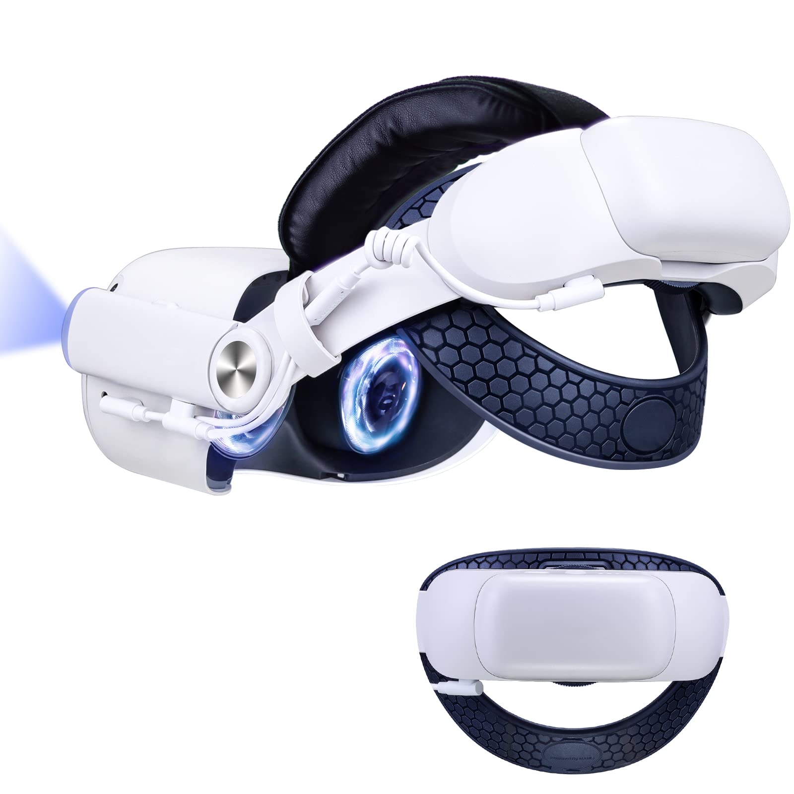 Head Strap for Oculus/Meta Quest 2, 10000mah Replaceable Battery, Infrared Light for Sensor Tracking in Dark, Magnetic Connection and Lightweight Design