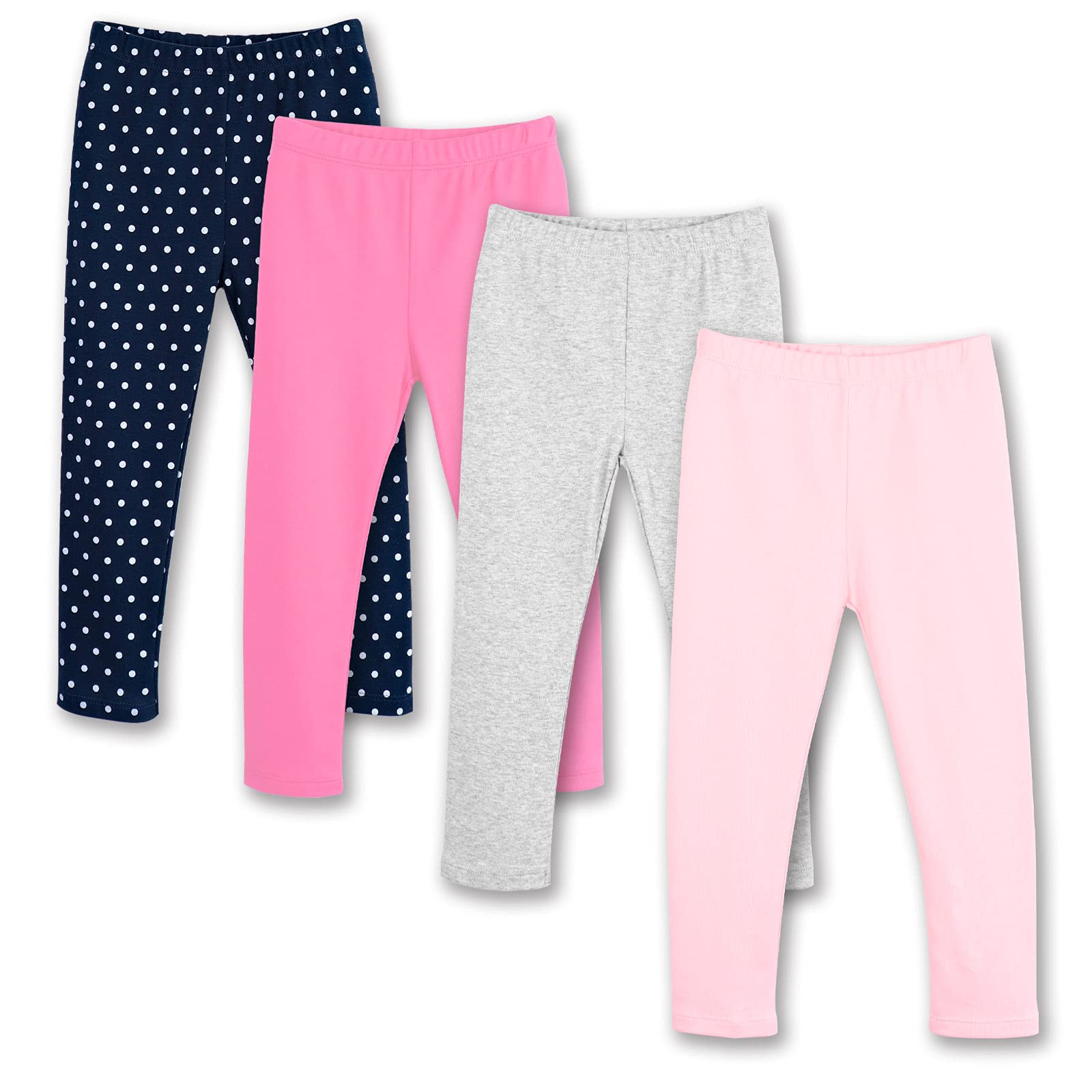 GLASH Kids Toddler and Baby Girls 4-Pack Organic Cotton Ribbed Pants, Stripe, Size 3T