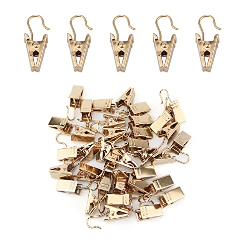 Suneration 36PCS Small Curtain Clips Heavy-Duty Hooks for Hanging Clamp Hangers for Shower Home Decoration, Photos, Art Craft Display and Outdoor Activities Supplies - Gold