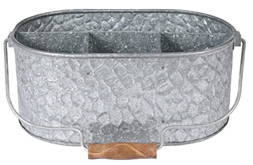 Galvanized bucket,Utensil Caddy,Tin ware décor,Utensils caddy,Picnic utensil holder caddy,Cutlery Caddy,Flatware caddy,Galvanized Utensil caddy,Galvanized Storage bins,Outdoor utensil -Natural