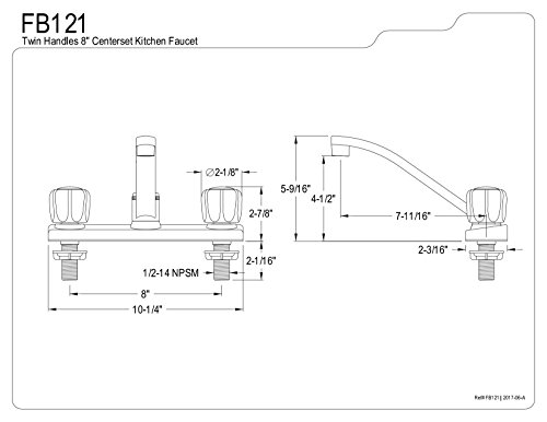 Kingston Brass FB121 7-11/16-Inch Spout Reach Columbia 8-Inch Kitchen Faucet Without Sprayer, Polished Chrome