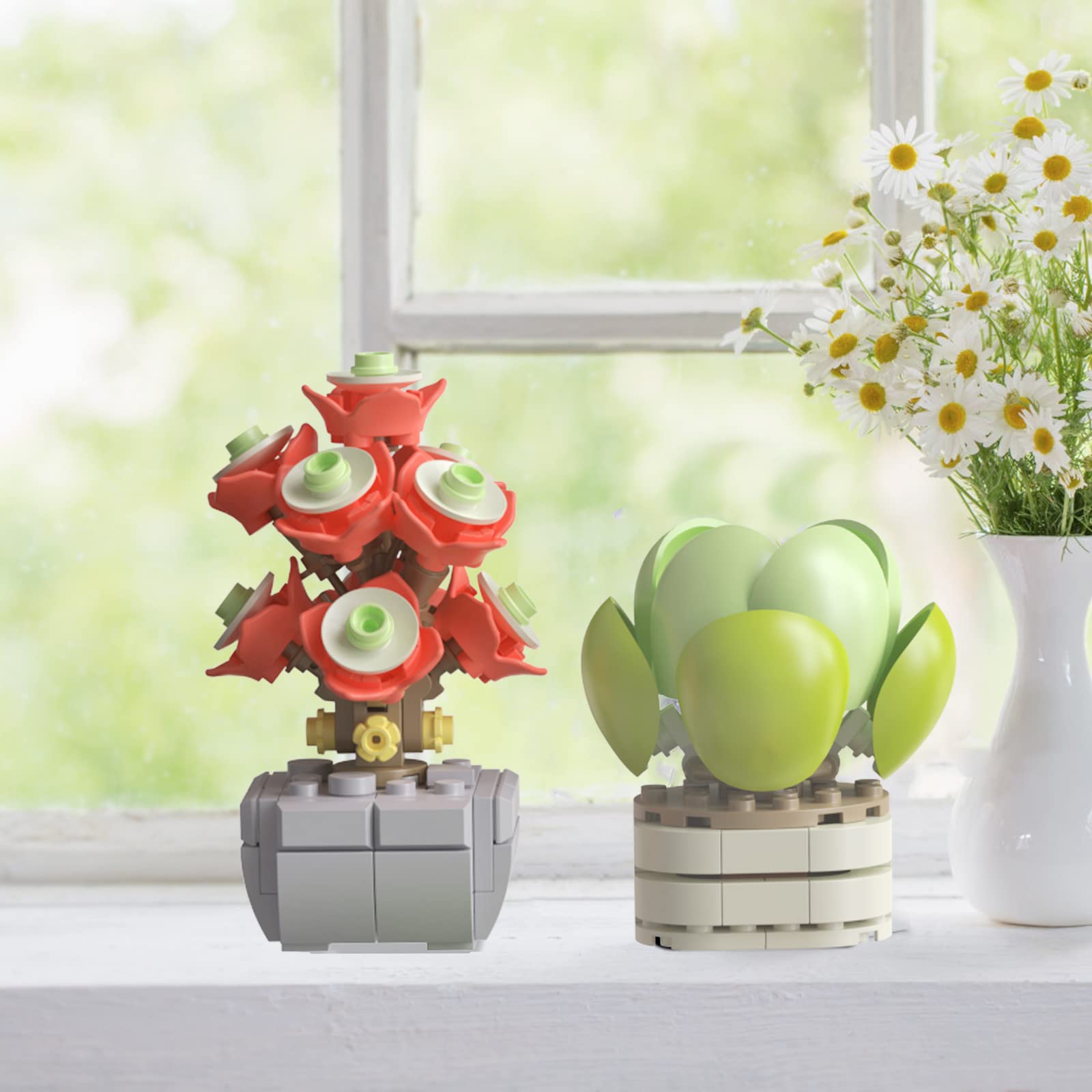 Feelo STEM Succulents Plants Building Set Mini Bricks Bonsai Model Christmas Brithday Gifts for Kids, Boys Girls Gift(2 Set)