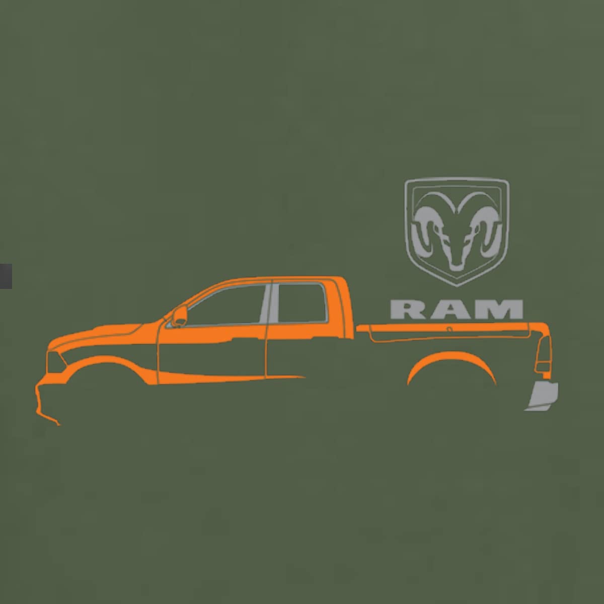 Dodge RAM Silhouette Cars and Trucks Men's Graphic T-Shirt, Military Green, X-Large