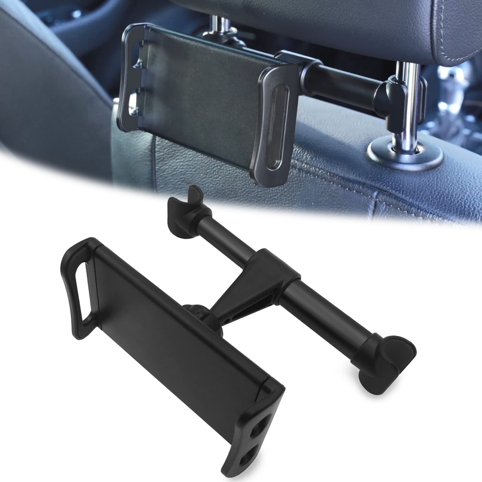 Headrest Phone/Tablet Car Mount, Car Headrest Mount, Car Backseat Seat Mount Holder Universal 360° Rotating, Adjustable Tablet Holder for 4.7-7.9" Devices, Headrest Posts Width 3.94-5.71" (Black)