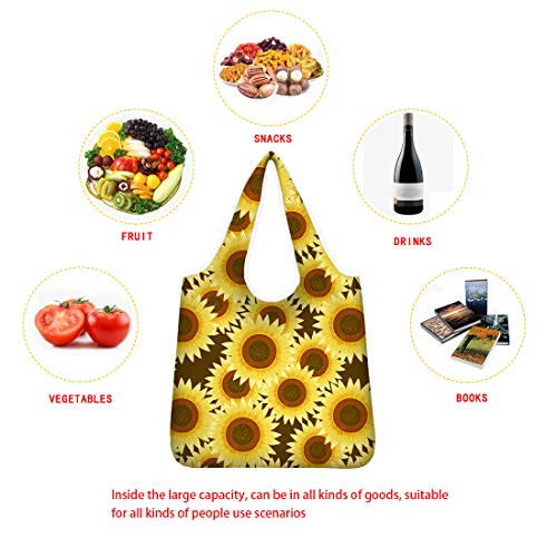 Jeiento Blue Butterfly Reusable Grocery Bags Foldable Washable Large Storage Bins Basket Water Resistant Shopping Tote Bag