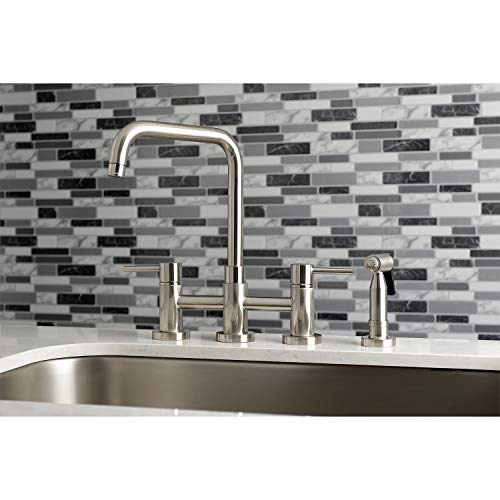 Kingston Brass KS8288DLBS Concord Bridge Kitchen Faucet, Brushed Nickel, 14 x 8.38 x 12.19