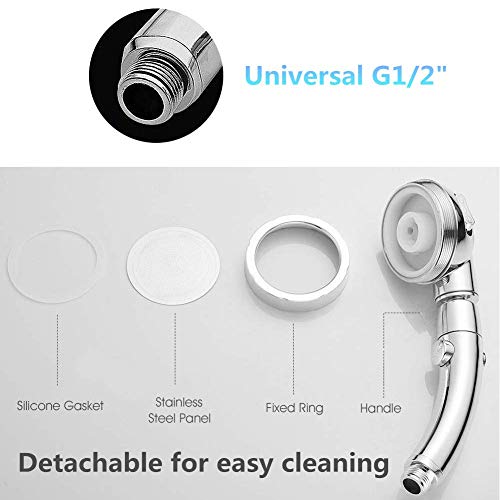 Handheld Shower Head with 59Inch Stainless Steel Hose and Adjustable Holder, 360 Degree Rotating Adjustable High Pressure Showerhead with On/Off Switch 3 Spray Modes RV Bathroom Shower Set