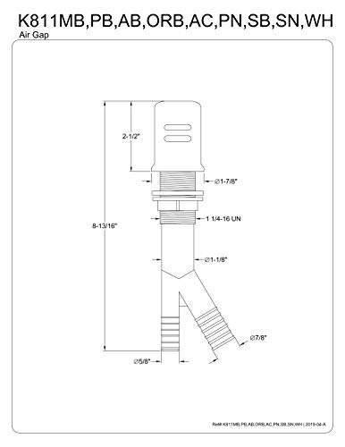 Kingston Brass K811SB Trimscape Air Gap for Dish Washer, Brushed Brass
