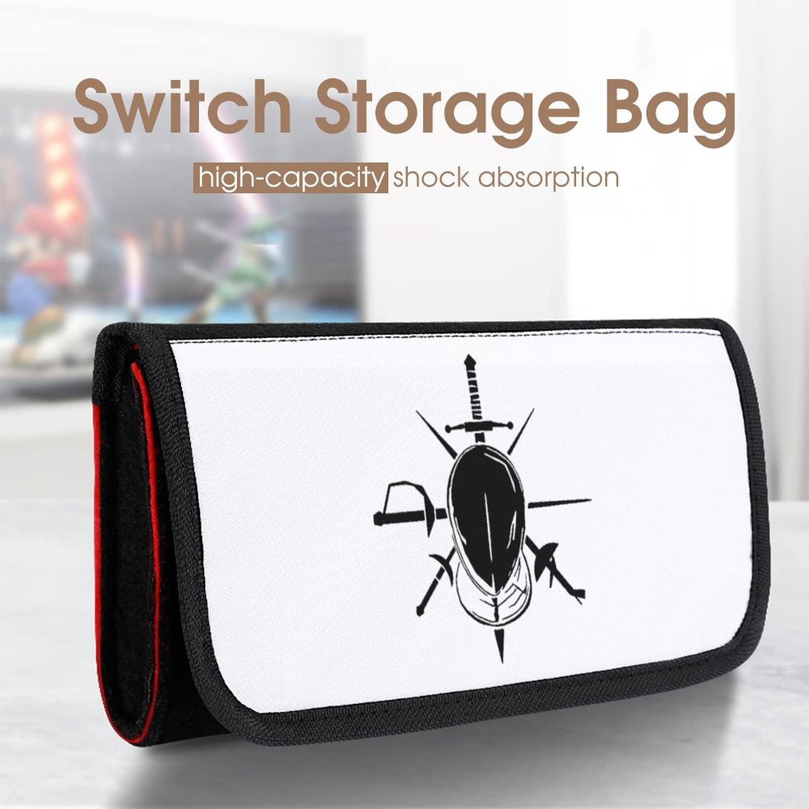 Fencing Carrying Bag Compatible with Switch Protective Case Slim Felt Pouch with 5 Game Cartridges Holders