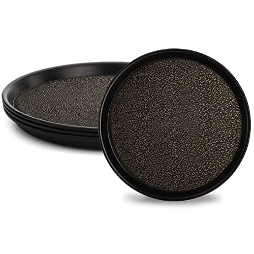 Frcctre 4 Pack Restaurant Serving Tray, 12 Inch Plastic Round Serving Trays Non-Slip Cafeteria Trays, Fast Food Tray Food Serving Trays Server Tray for Home, Party, Events