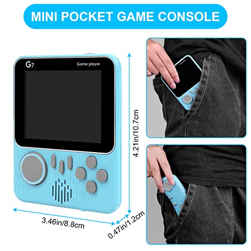 OSDUE Retro Handheld Game Console,Portable Video Game Consoles with 666 Classic Games, 3.5 Inch Color Screen 1200mAh Rechargeable Battery Retro Game Console Supports TV Connection and 2 Players(Blue)