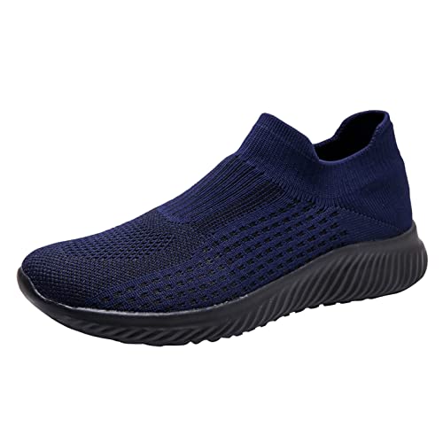 FASDNENDYS Men Solid Color Mesh Casual Shoes Comfortable Breathable Soft Sole Mens Sneaker Slippers Size 14 Dark Blue
