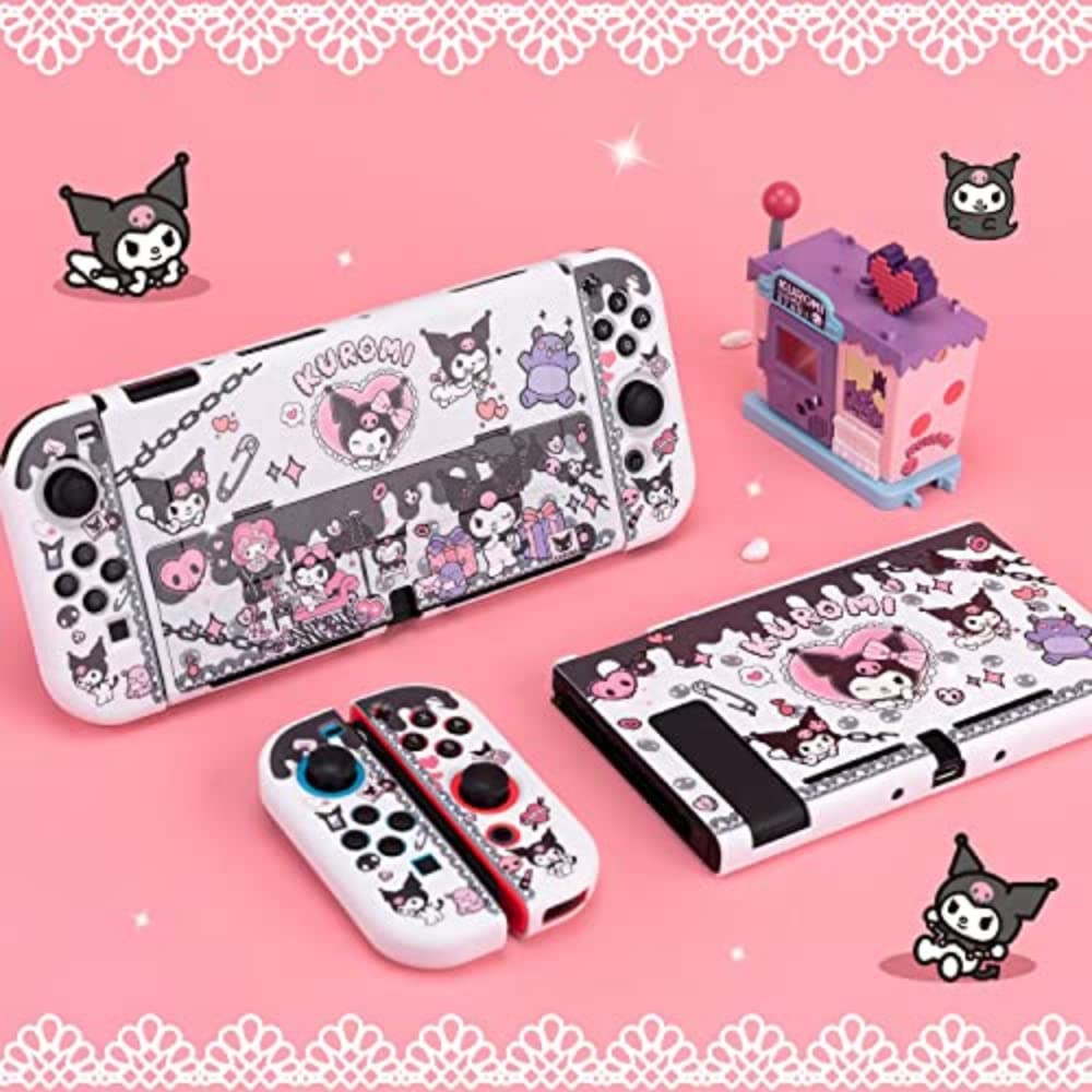 ENFILY Cute Case Compatible with Nintendo Switch OLED, Dockable Case Cover, Ergonomic Soft TPU Grip Case for Joycon, Sparkle Skin Set