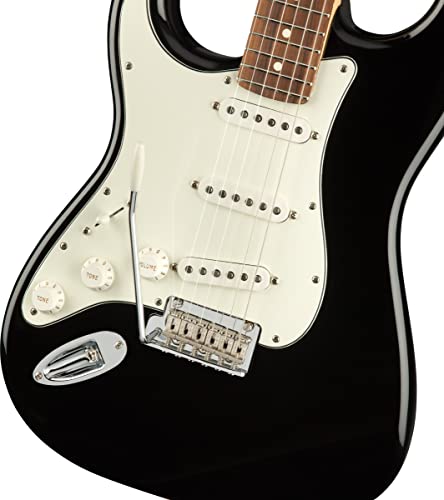 Fender Player Left-Handed StratocasterĀ® - Black Bundle w/Premium Tweed Case, Cable, Tuner, Strap, Strings, Picks, and Austin Bazaar Guitar Essentials DVD