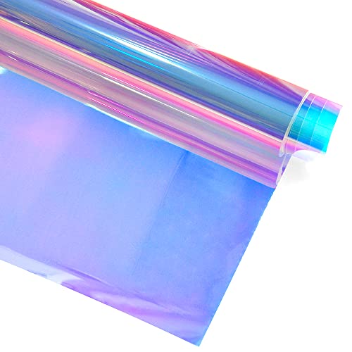 LCFILM Chameleon Color Window Film Self-Adhesive Rainbow Effect Iridescent Clear Film for Residential Home Office Decoration,35.4Inch x 6.5Feet, colorful