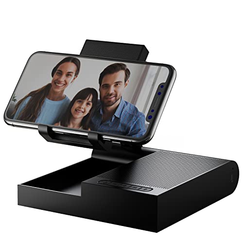 DOSS Cell Phone Stand with Wireless Bluetooth Speaker, 15W Wireless Charger and Anti-Slip Base, Crisp Surround Sound, Portable Speaker for Home and Office, Compatible with Phone, Tablet
