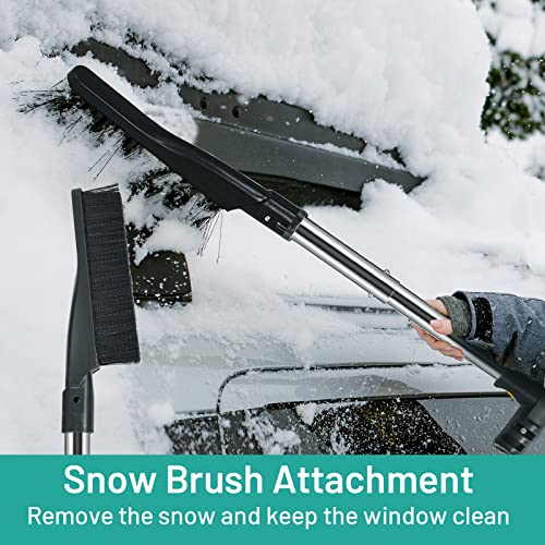 GYMAX 3 in 1 Retractable Snow Shovel, 35β Adjustable Snow Shovel Kit with Snow Brush & Ice Scraper, Portable Snow Removal Combo with Carrying Bag, Portable for Vehicle, Outdoor, Backyard