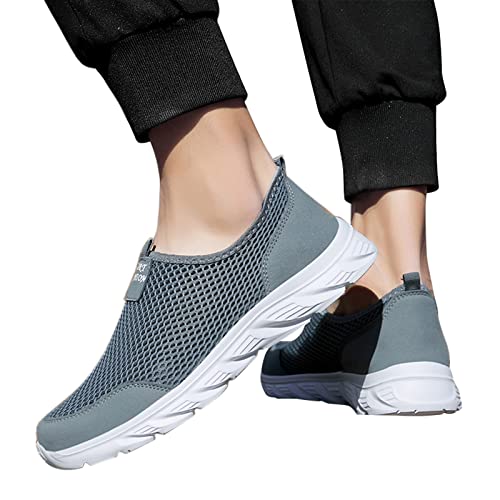 FASDNENDYS Men Shoes Summer Lightweight Breathable Casual Shoes Single Mesh Casual Running Shoes Sneaker Men 12 Grey