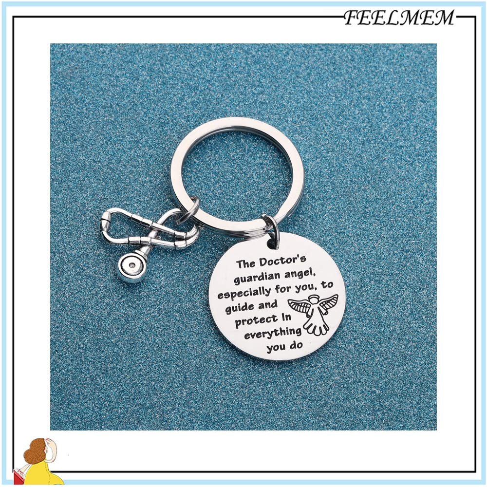 FEELMEM Doctors Prayer Keychain A Doctor’s Guardian Angel Protect in Everything You Do Keychain