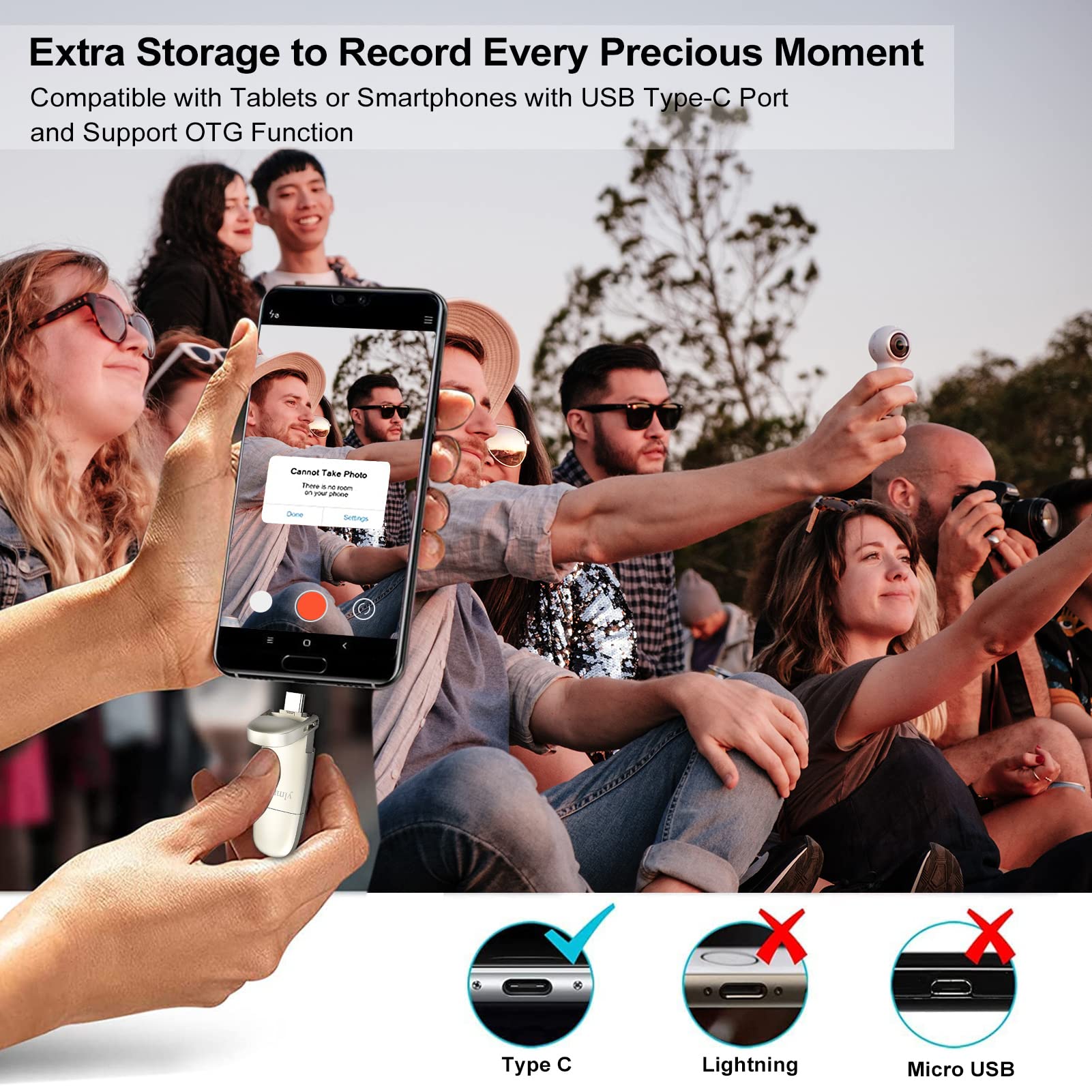 Flash Drive 256G, USB Memory Stick External Storage, Thumb Drive Compatible with Phone, Tablet, Android, PC and More Devices,USB-C Drive for Cell Phones, USB3.2 OTG Data Storage for Phone Accessories