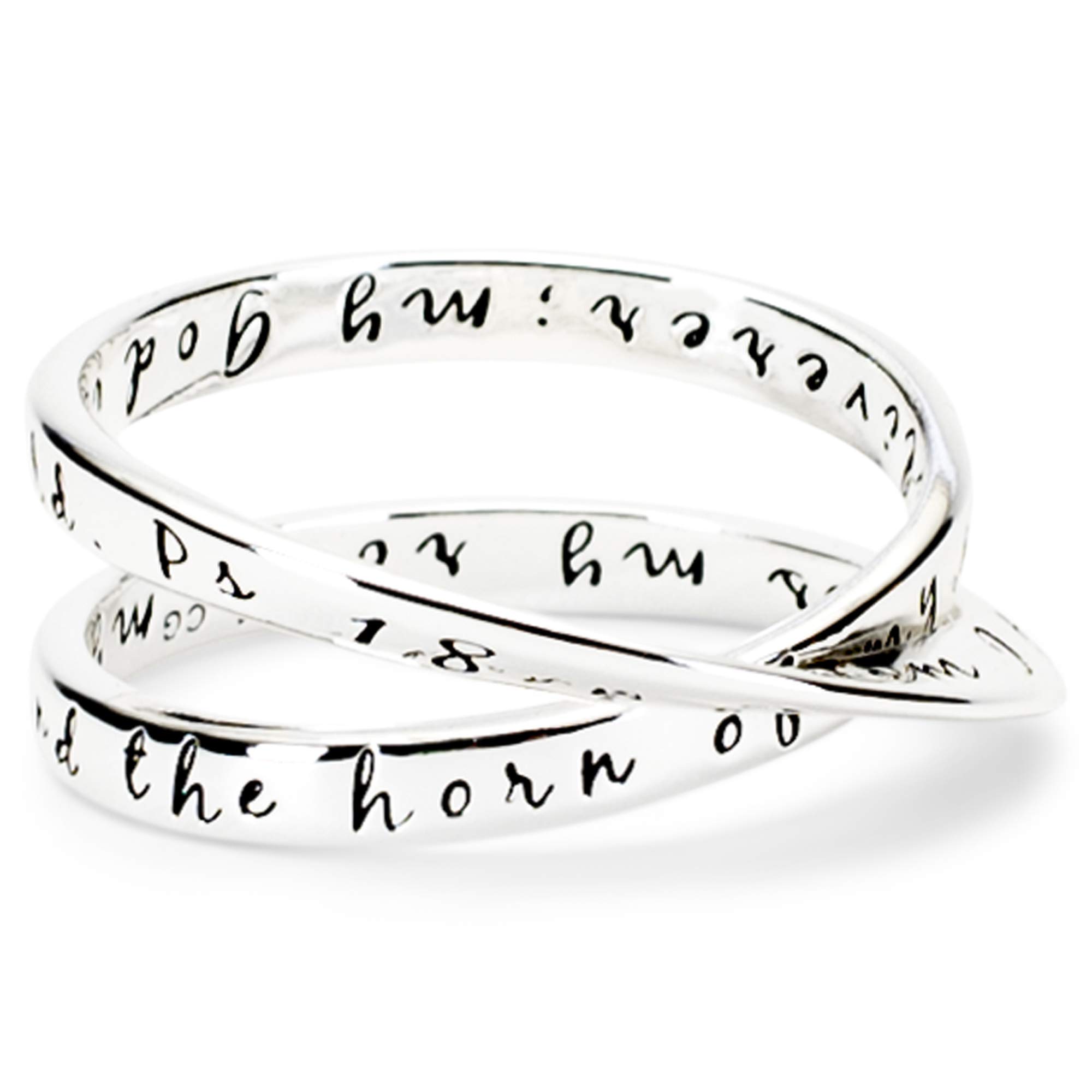 Dicksons Psalms 18:2 Inspirational Women's Double Mobius Silver-Plated Fashion Ring, Size 6