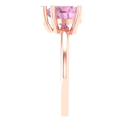 Clara Pucci 2.0 ct Heart Cut Solitaire Pink Simulated Diamond 5-Prong Bridal Designer Anniversary Engagement Ring Real 14k Rose Gold