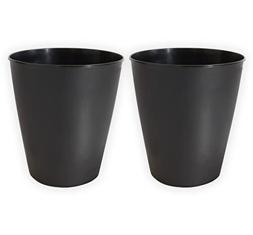 United Solutions 3 Gallon Trash Can Waste Basket, Black 2 Count