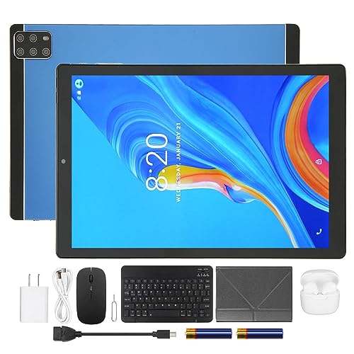DAUERHAFT 10.1 Inch FHD Tablet, MT6735 Deca Core 256GB Expandable 2 in 1 Tablet PC for Android 12 for Work (US Plug)