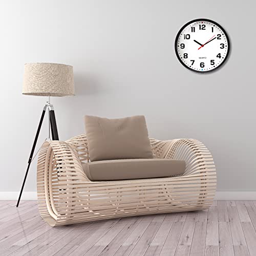 Wall Clock 9 Inch Battery Operated Silent Non-Ticking Wall Clock Modern Quartz Design Decorative Indoor Kitchen Office White