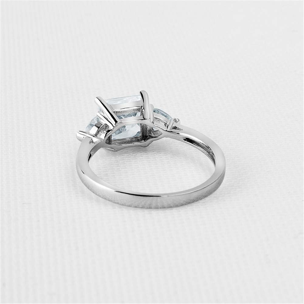DYUNQ Three Stone Engagement Rings Princess Cut Diamond Wedding Ring Sterling Silver Cubic Zirconia CZ 1.6 Carat Ring