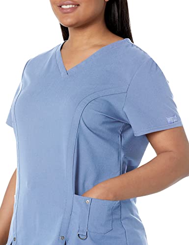Dickies Women's Xtreme Stretch V-Neck Scrubs Shirt, Ceil Blue, X-Small