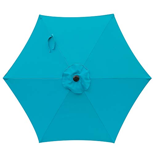 SUNVIVI OUTDOOR 7.5 Ft Patio Umbrella Outdoor Market Table Umbrella with Push Button Tilt and Crank, 6 Ribs, Polyester Canopy, Turquoise