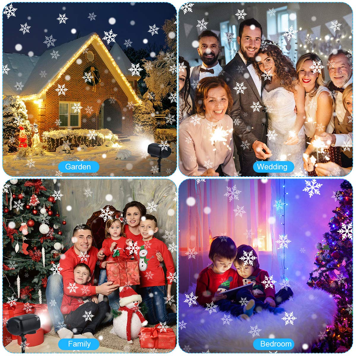 Snowflake Projector Lights Outdoor with Remote Control, Christmas Snowflake Projector Lights, IP65 Waterproof Snowfall Landscape Light Christmas Projector Gift for Holiday Friend Garden