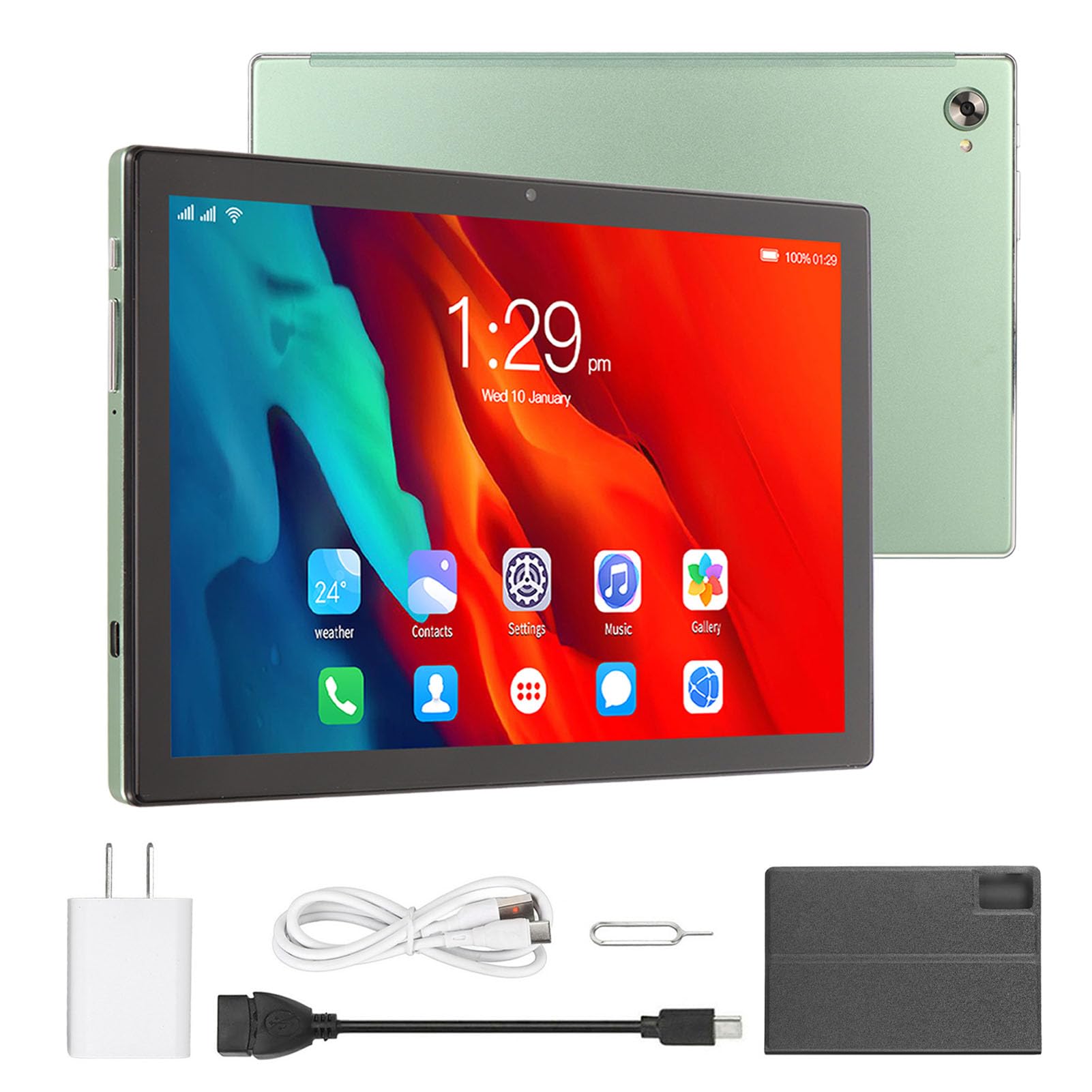 DAUERHAFT 10.1 Inch Tablet Dual Speakers Dual Camera Support 100-240V Fast Charging 8GB 256GB Tablet for Android 12 for Home (US Plug)