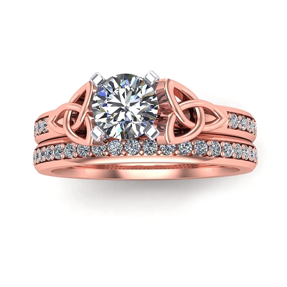 Engagement Ring for Women Bridal Ring Set 1-2/5 ct. tw. Moissanite Engagement Ring Set Sterling Silver Celtic Wedding Ring Set for Her Anniversary Promise Rings