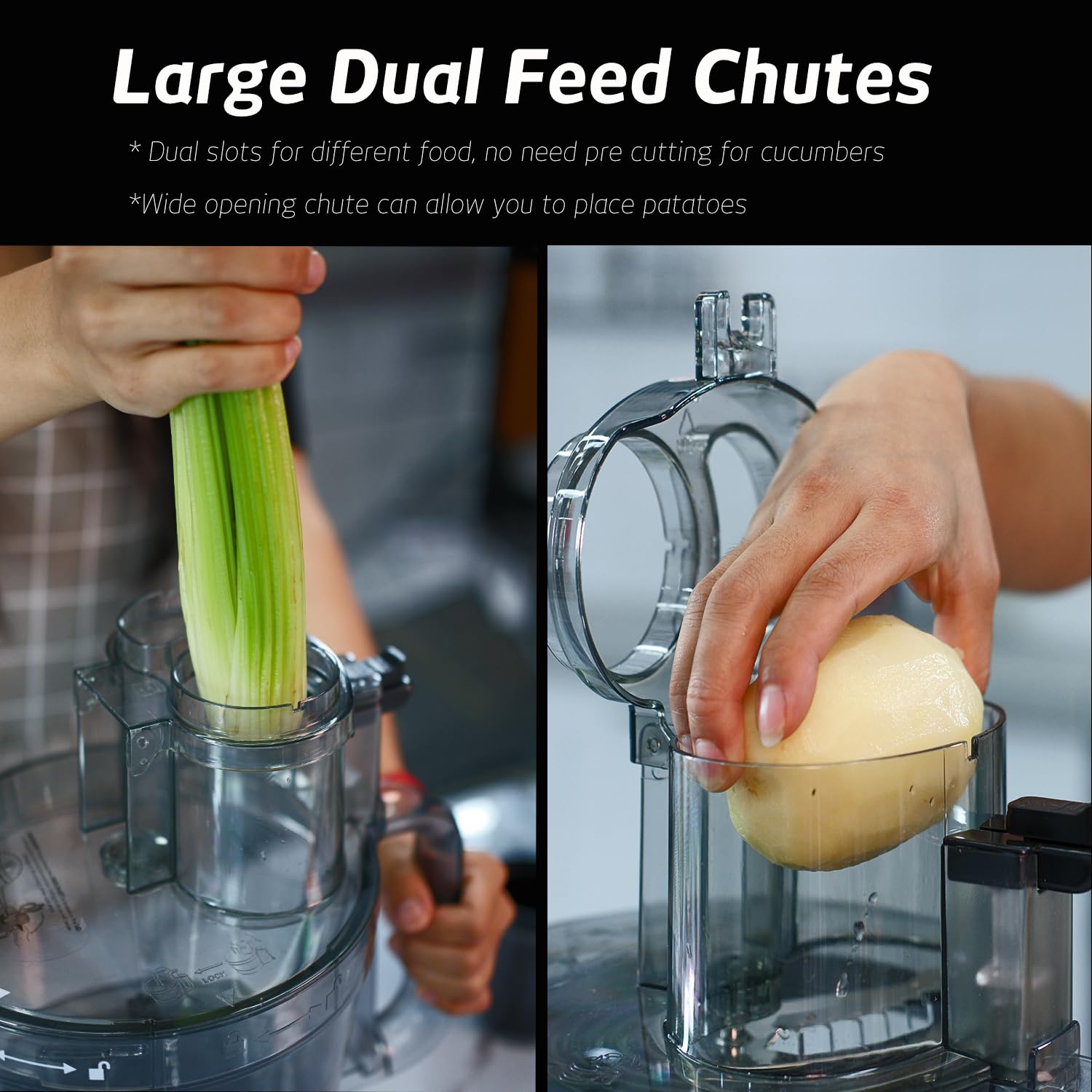 Magiccos 14-Cup Lemon Slicer Food-Processor - Large Feed Chute, 13 Speeds & Pulse, 3 Programs,Cheese Shredding, Cutting Fries, Meat Chopping, Shredding and Slicing, Mixing and Doughing, for Home Use