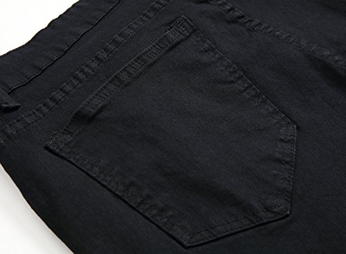 Men's Black Skinny Slim Fit Stretch Straight Leg Fashion Jeans Pants, 29W