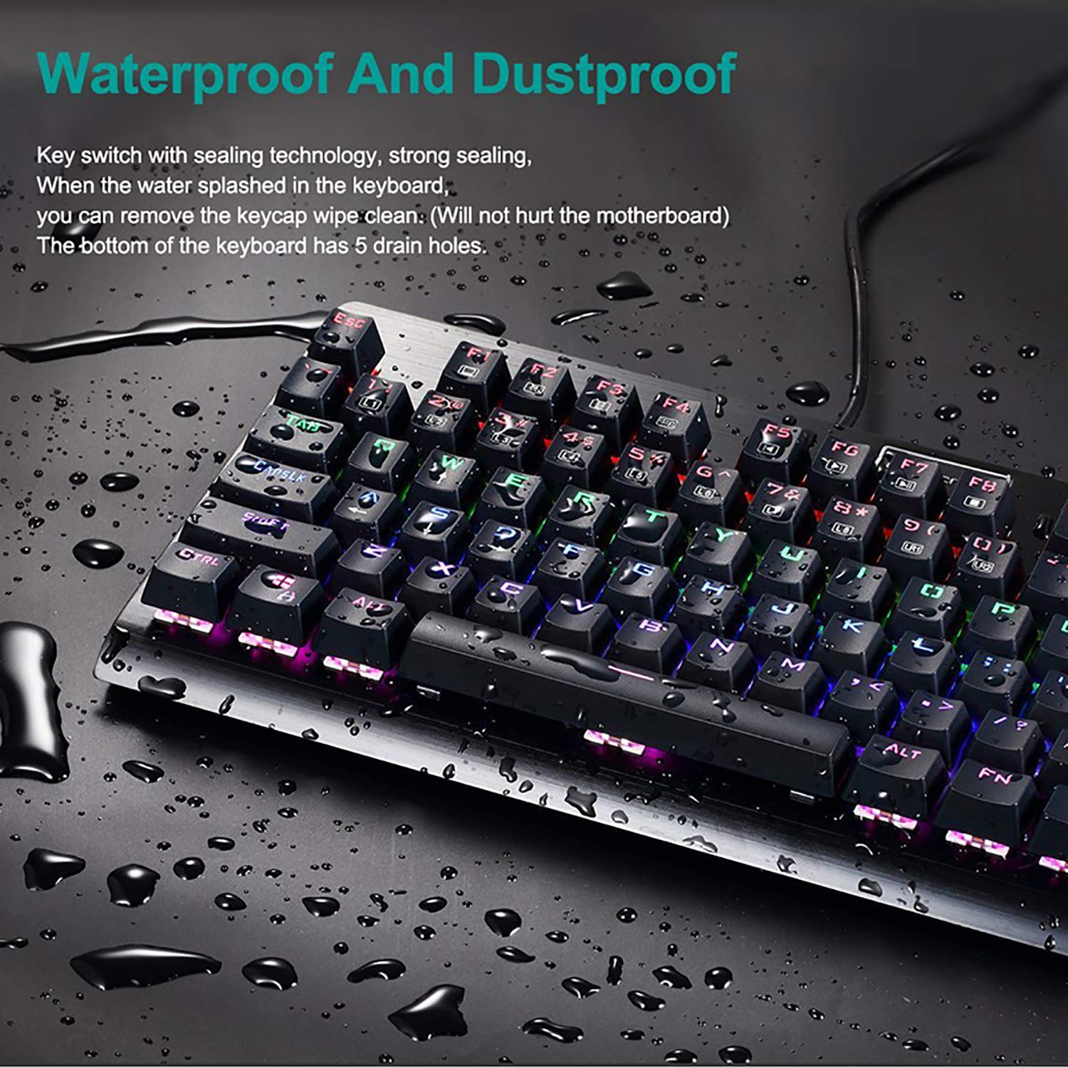 E-YOOSO Mechanical Keyboard, 87 Keys Compact USB Wired Keyboard with Rainbow Backlit (Red Switch Black)
