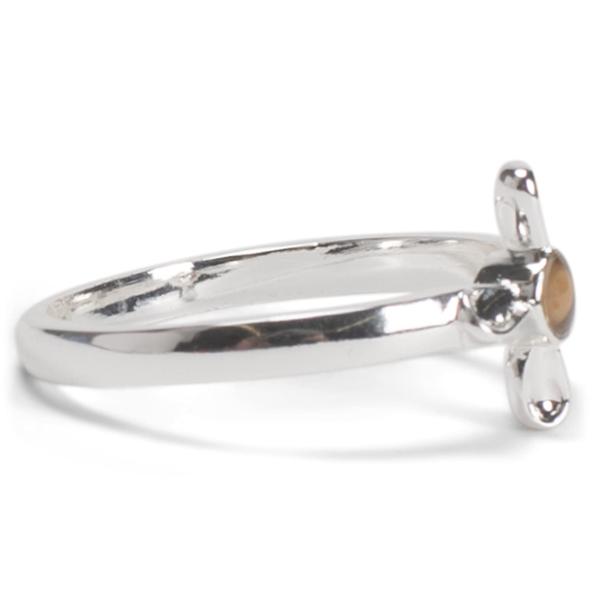 Dicksons Mustard Seed Petal Cross Silver Plated Size 8 Stainless Steel Ring