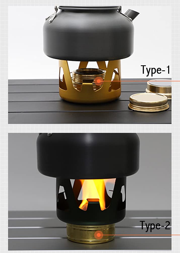 DZRZVD Mini Alcohol Backpacking Stove, Lightweight Brass Spirit Burner with Aluminium Stand for Camping Hiking and Picnic (Gold)