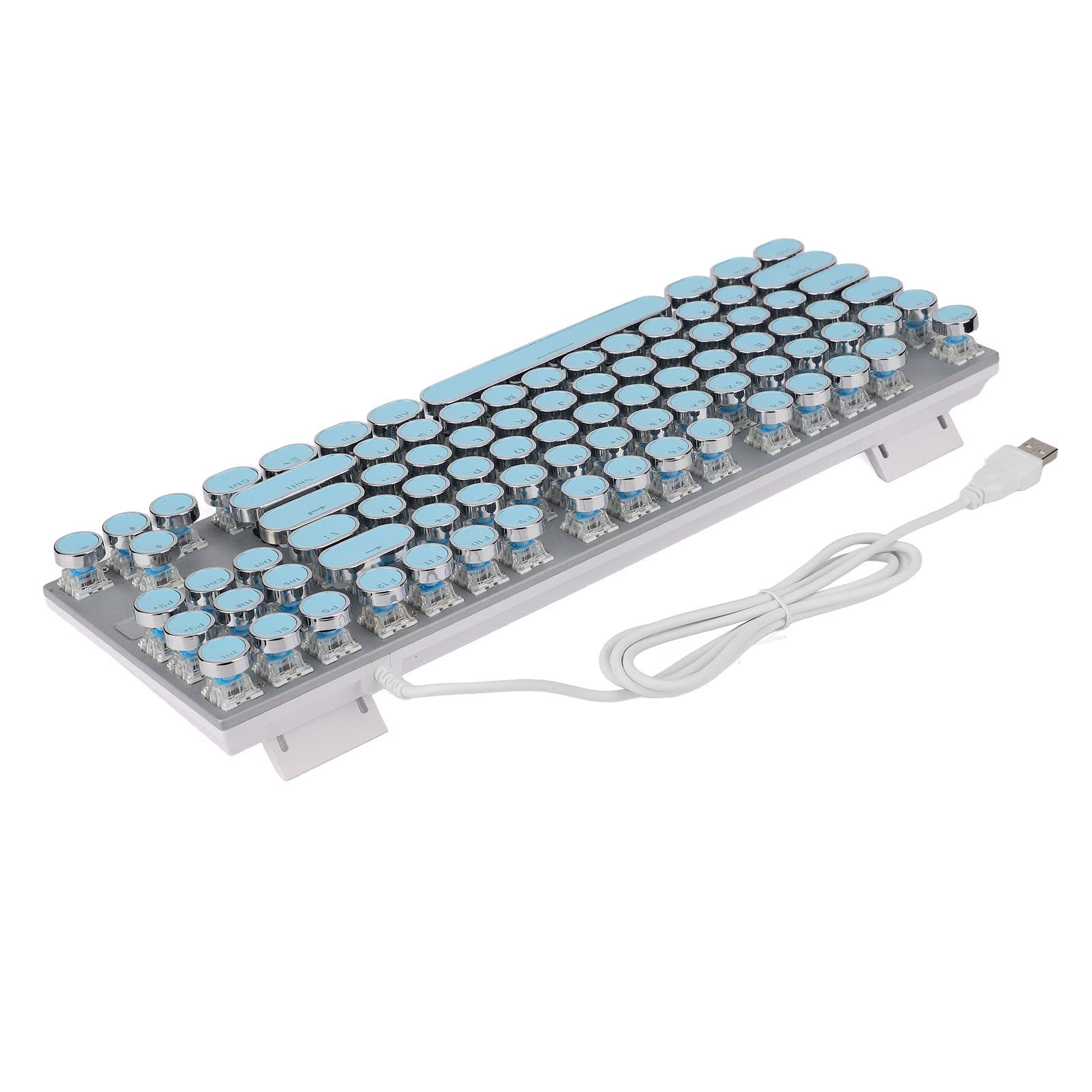 GOWENIC Mechanical Keyboard, 87 Keys Compact Full Key Mechanical Gaming Keyboard with RGB Backlit, Blue Switch, Waterproof, for PC Laptop, for Windows (Blue Electroplating Punk)
