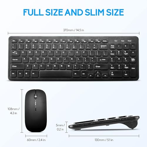 Guiheng Wireless Keyboard and Mouse Combo, Compact Quiet Wireless Keyboard and Mouse Set 2.4G Ultra-Thin Sleek Design for Windows, Computer, Desktop, PC, Notebook, Laptop (Black01)