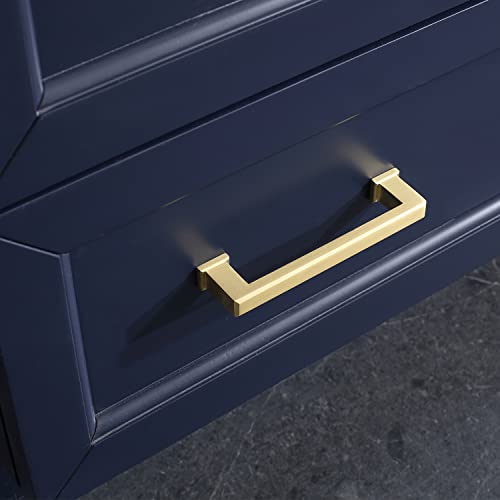 walsport Bathroom Vanity with Sink 32" Navy Cabinet White Undermount Ceramic Vessel Sink Vanities Set Chorme Faucet Drain with Mirror
