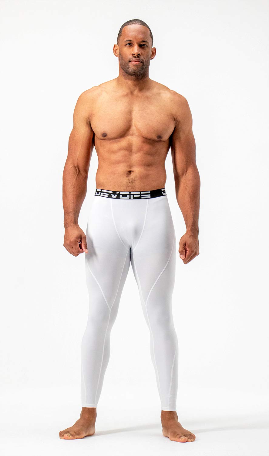 DEVOPS Men's Thermal Compression Pants, Athletic Leggings Base Layer Bottoms (2 Pack) (Medium, Black/White)
