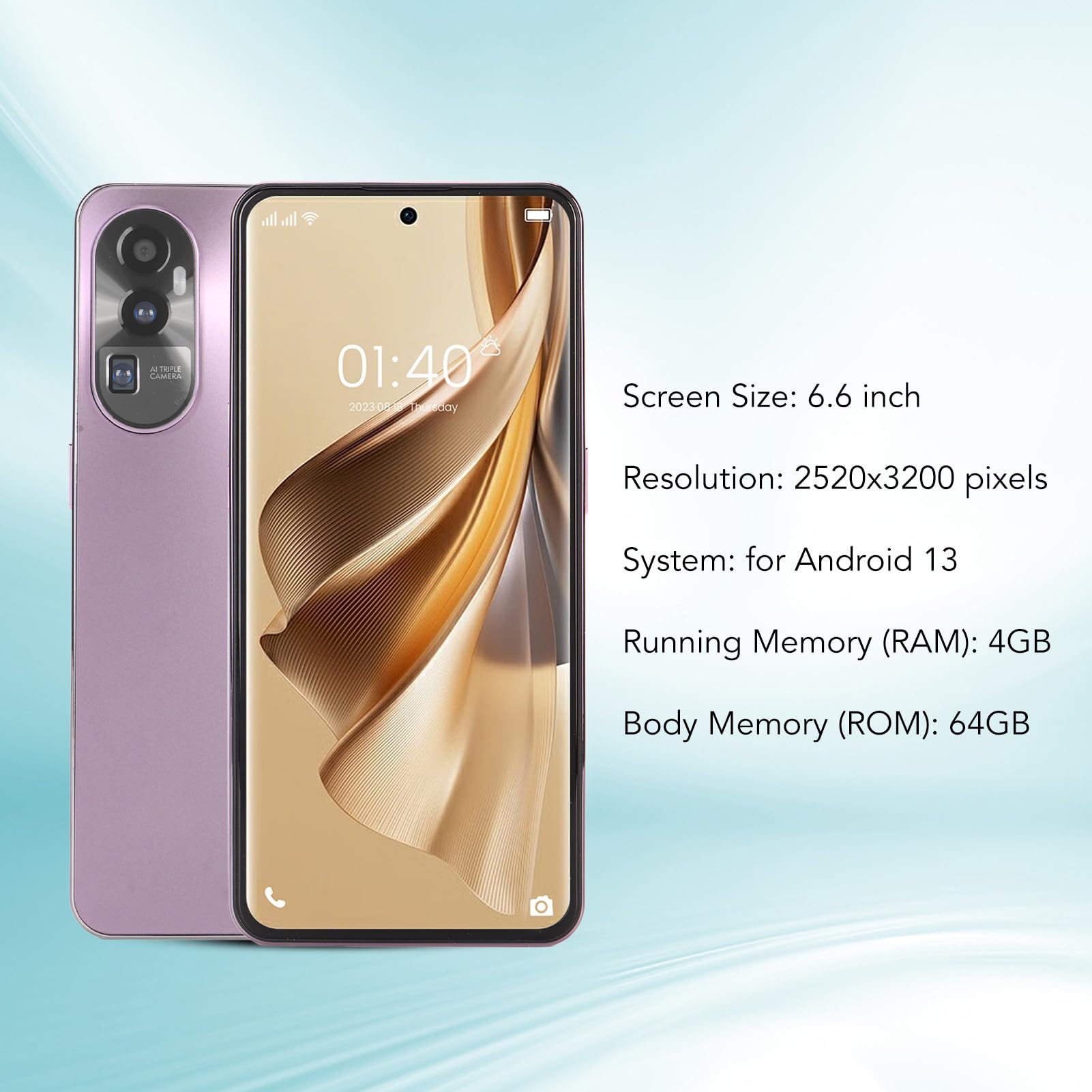 DAUERHAFT Unlocked Cell Phone, 5.0 3G Mobile Phone 5MP Front and 13MP Rear Camera Three Card Slots 100 to 240V with OTG Adapter for Phone Call (#2)