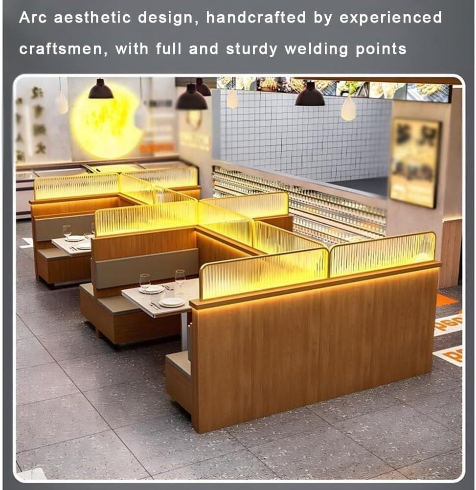 LXXW Countertop Screen Partition, Striped Glass Decorative Dividers with LED Light for Dining Areas, Bars Restaurant Table Top Separator(Black,120x25cm)
