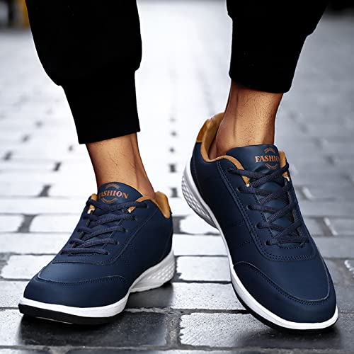 FASDNENDYS Men Wedge Heel Soft Sole Soft Sole Round Toe Breathable Running Western Shoes Sneaker Rack for Men Door Dark Blue