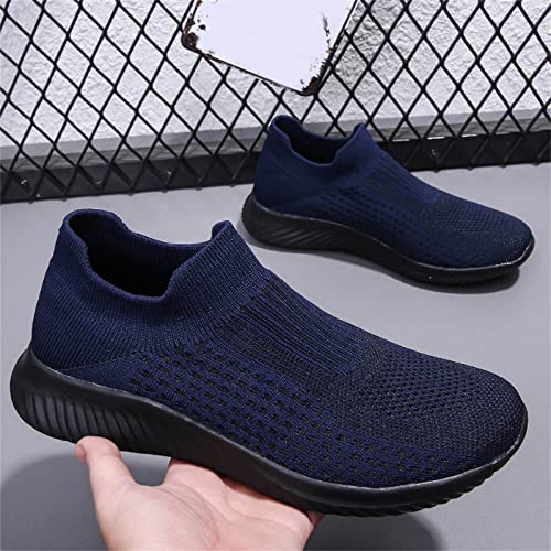 FASDNENDYS Men Solid Color Mesh Casual Shoes Comfortable Breathable Soft Sole Mens Sneaker Slippers Size 14 Dark Blue