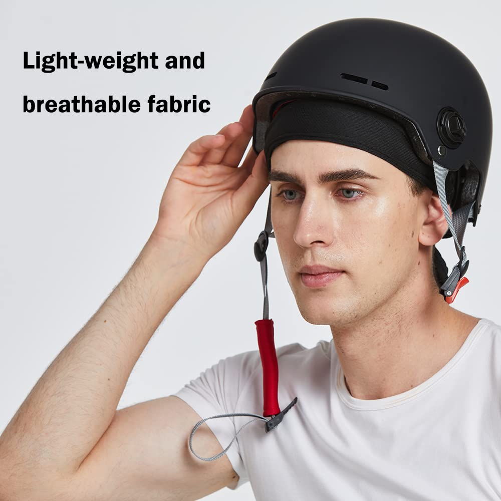 Dew Rags with Sweatband Skull Caps Built-in No Sweat Liners Moisture Absorbent Helmet Liner for Men Women 4 Pack