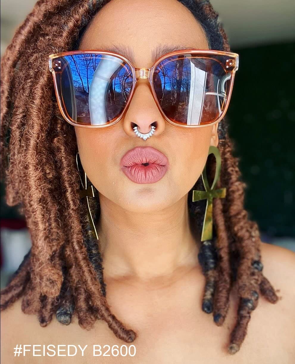 FEISEDY Retro Square Polarized Sunglasses Women Men Oversized Vintage Shades B2600